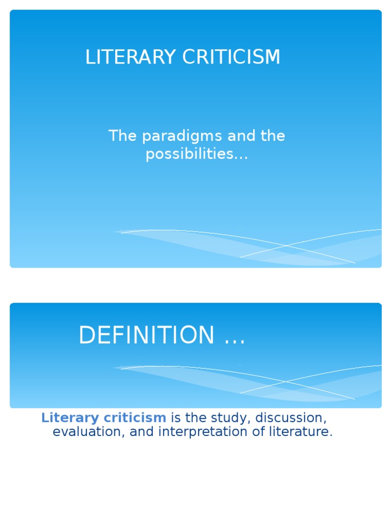 Understanding Literary Criticism | PDF | Id | Literary Criticism