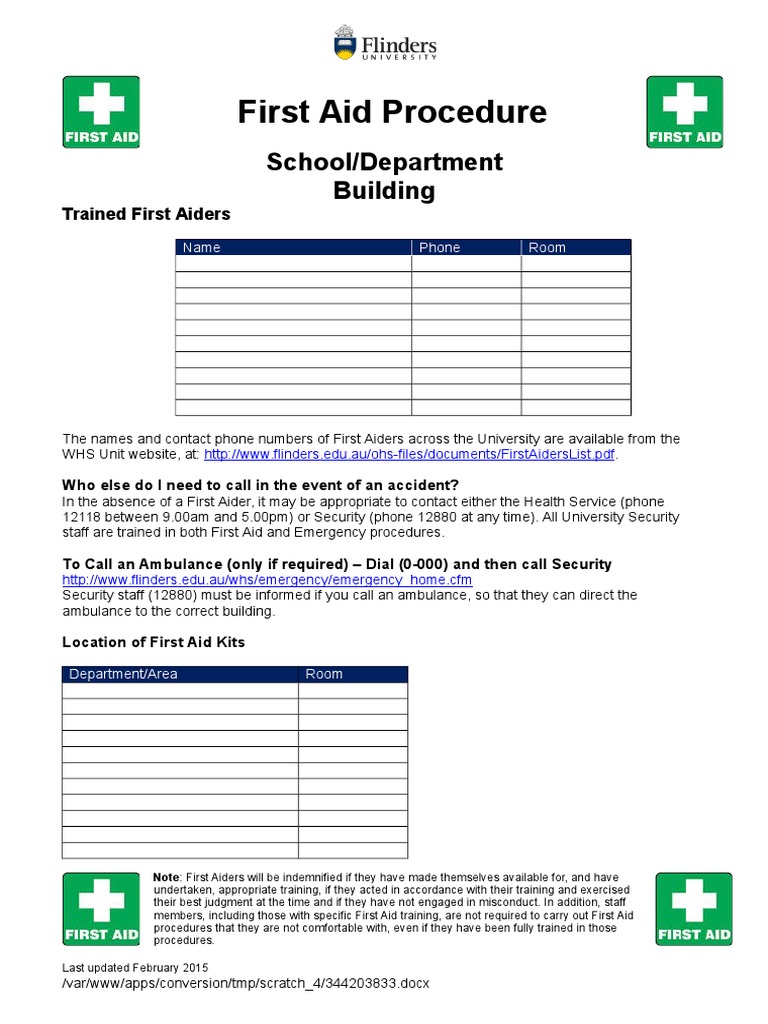 First Aid Procedure Template | PDF | Business | Social Science