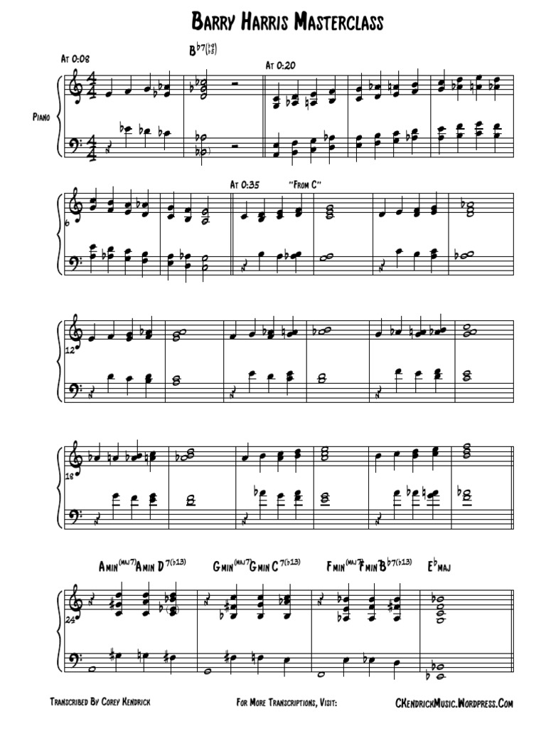 Barry Harris Masterclass Transcription PDF | PDF