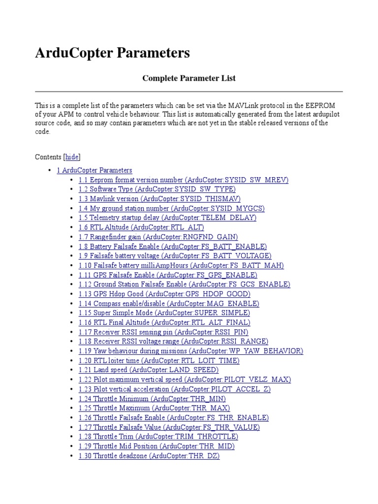 Arducopter Perameters | PDF | Flight Dynamics (Fixed Wing Aircraft ...