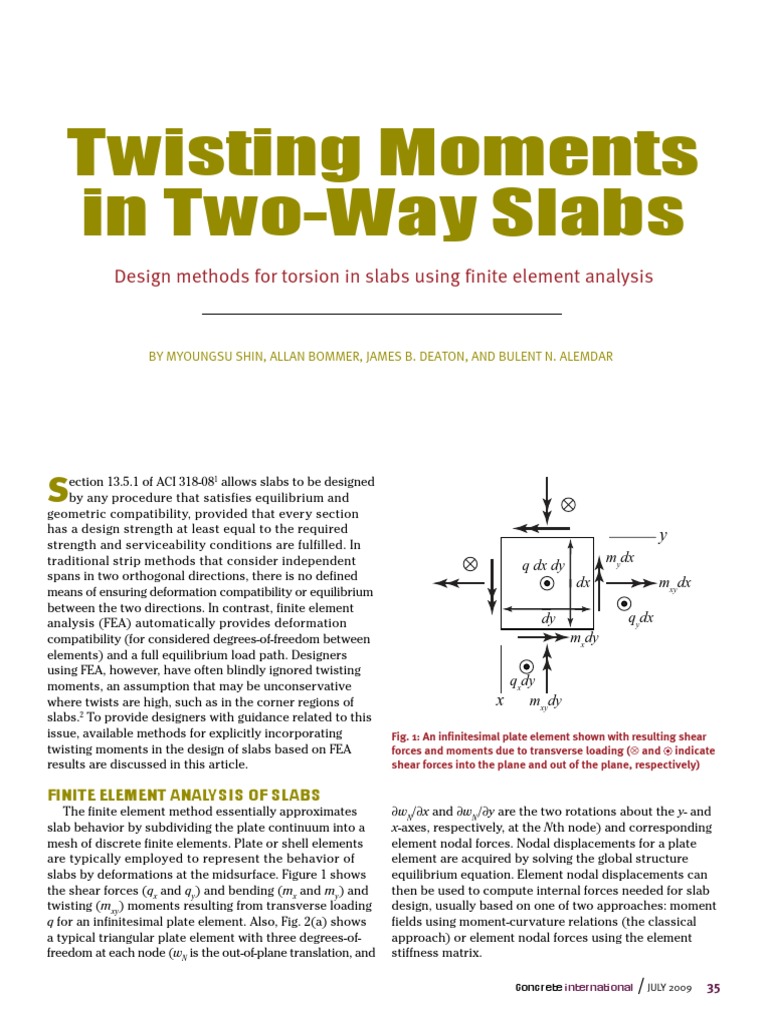 Twisting Moments Two Way Slabs Concrete International | PDF | Bending ...