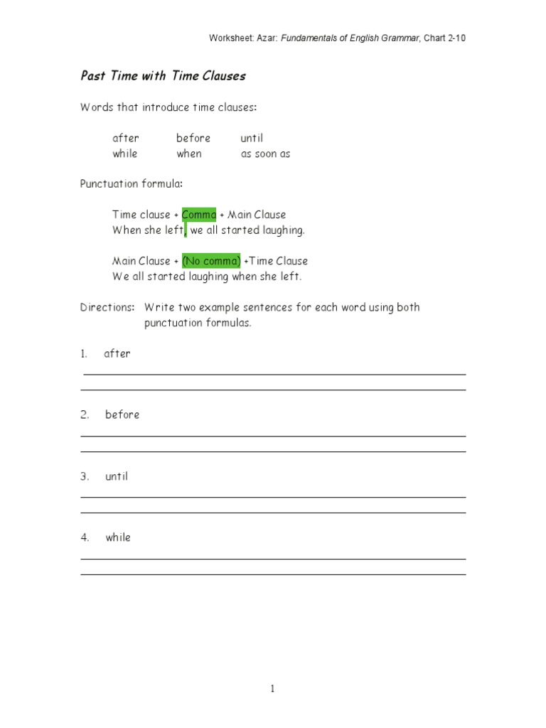 Past Time Clauses | PDF