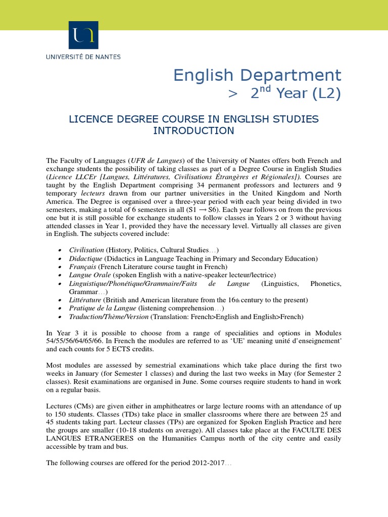 LICENCE LLCER 2 Spécialité Anglais | PDF | Emily Brontë | Wuthering Heights