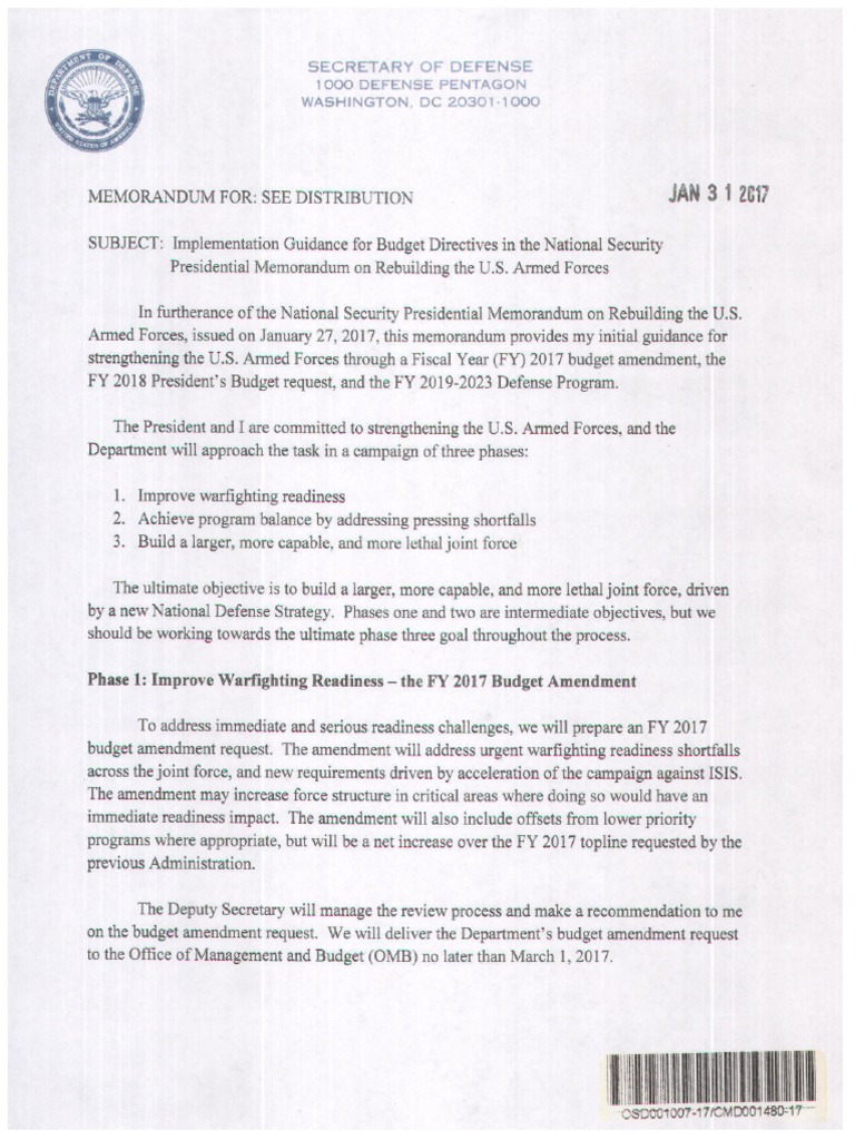 Budget Guidance Memo