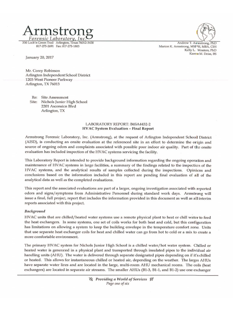Hvac System Evaluation - Armstrong - Jan 20 | PDF