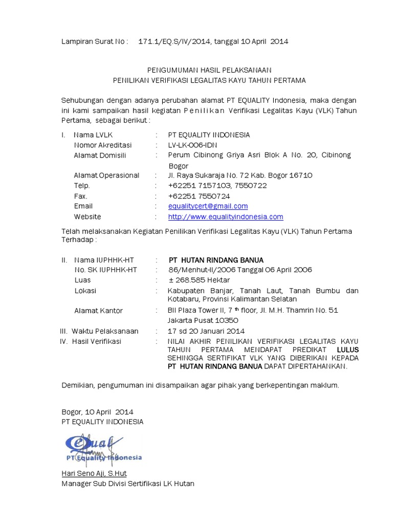 PT Hutan Rindang Banua 2014 | PDF