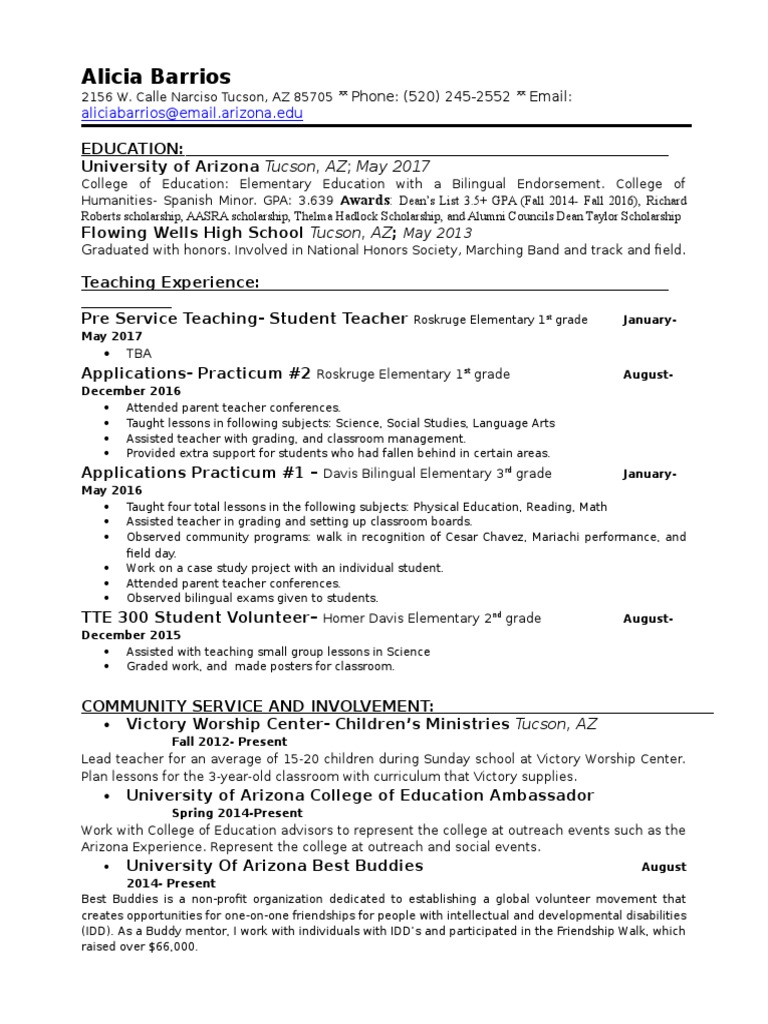 College of Ed Resume Alicia Barrios | PDF | Behavior Modification | Cognition