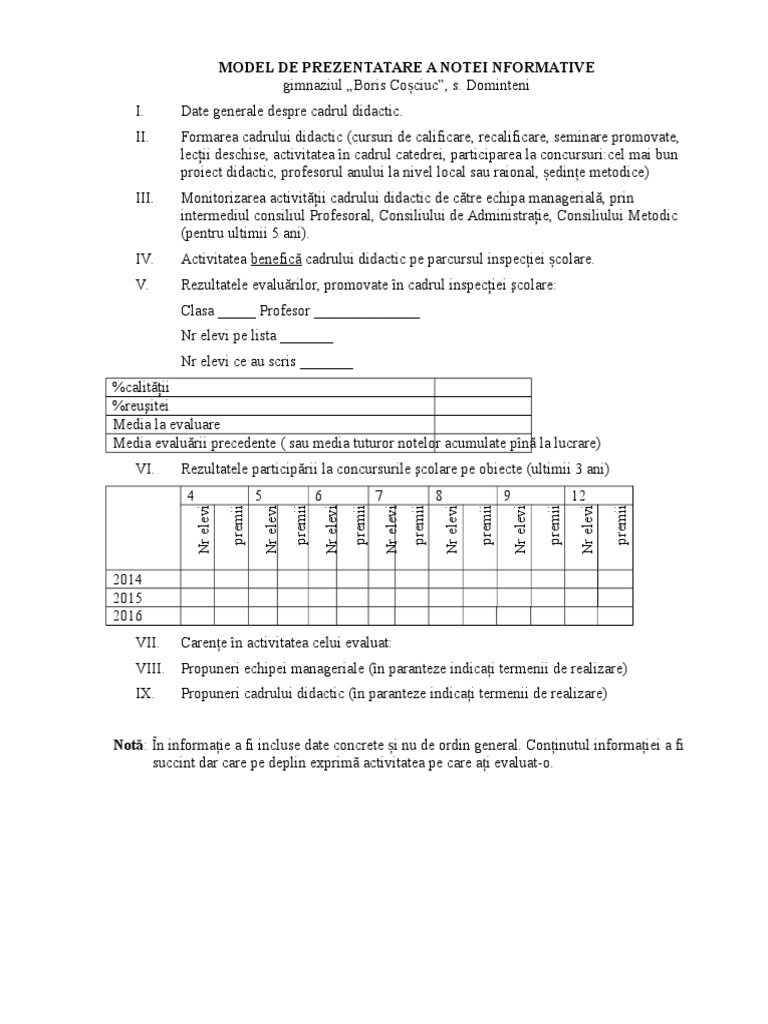 Model Nota Informativa | PDF