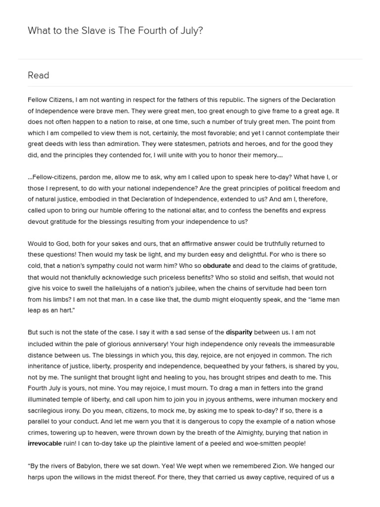 Douglass on the Fourth of July | PDF | Abolitionism In The United ...