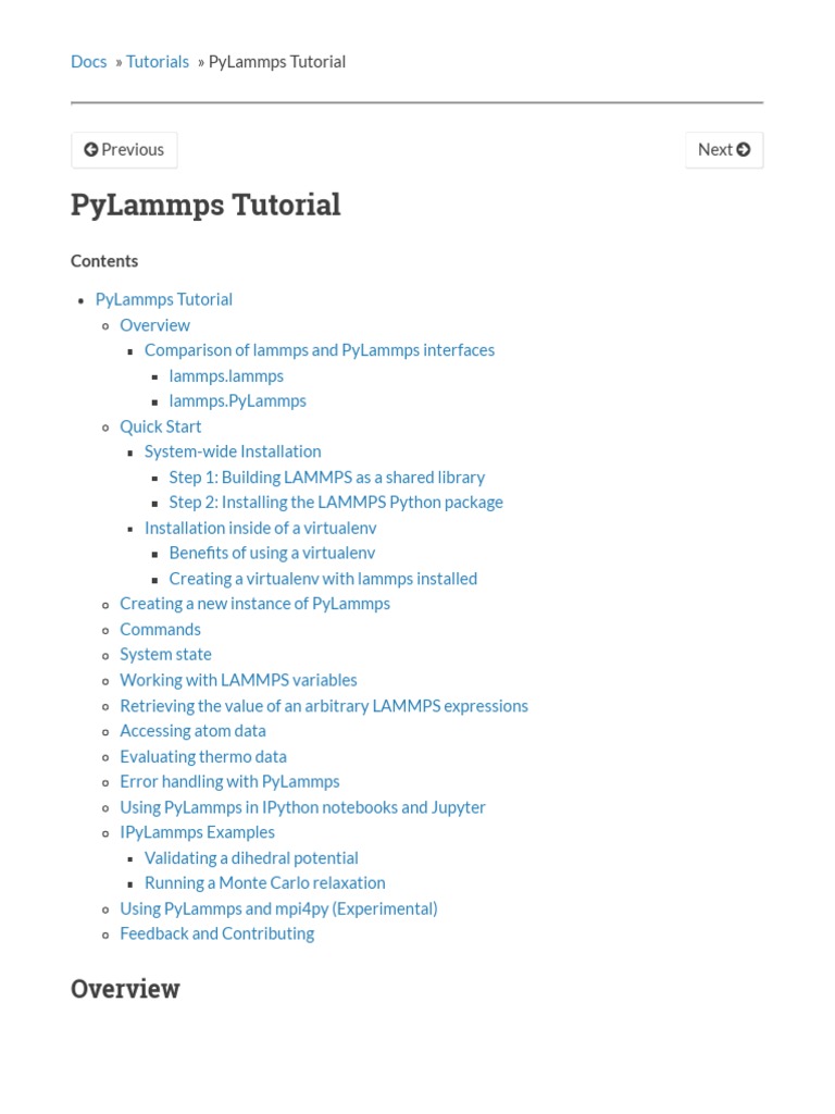 PyLammps Tutorial | PDF | Python (Programming Language) | Application Programming Interface