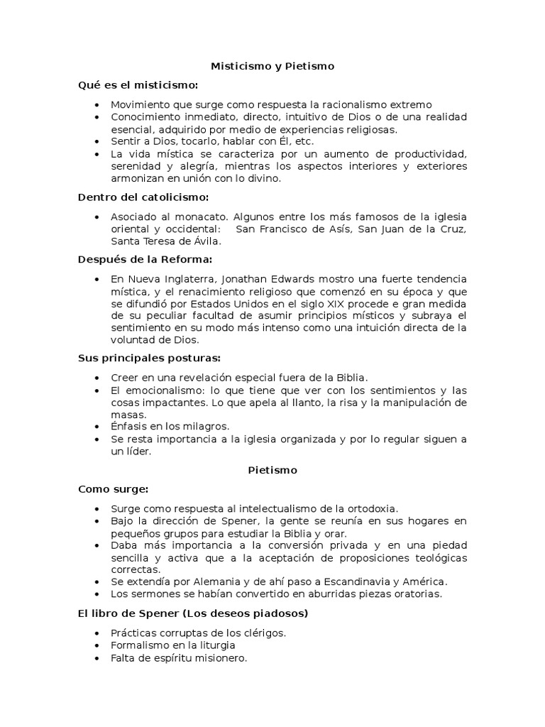 Misticismo y Pietismo en la Fe Cristiana | PDF