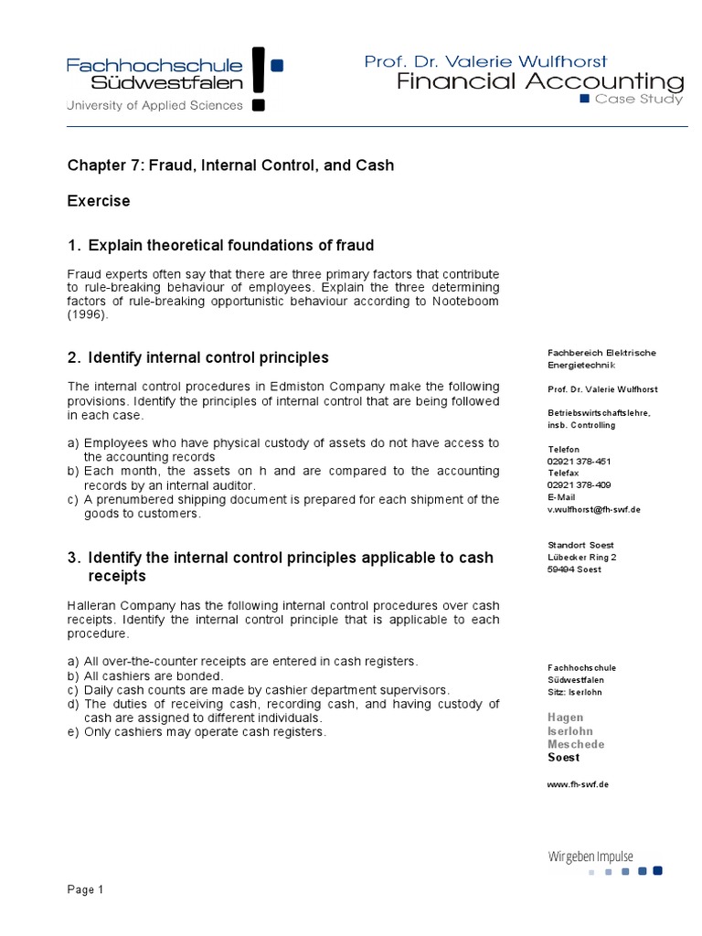 FA Exercise Ch7 | Download Free PDF | Internal Control | Accounting