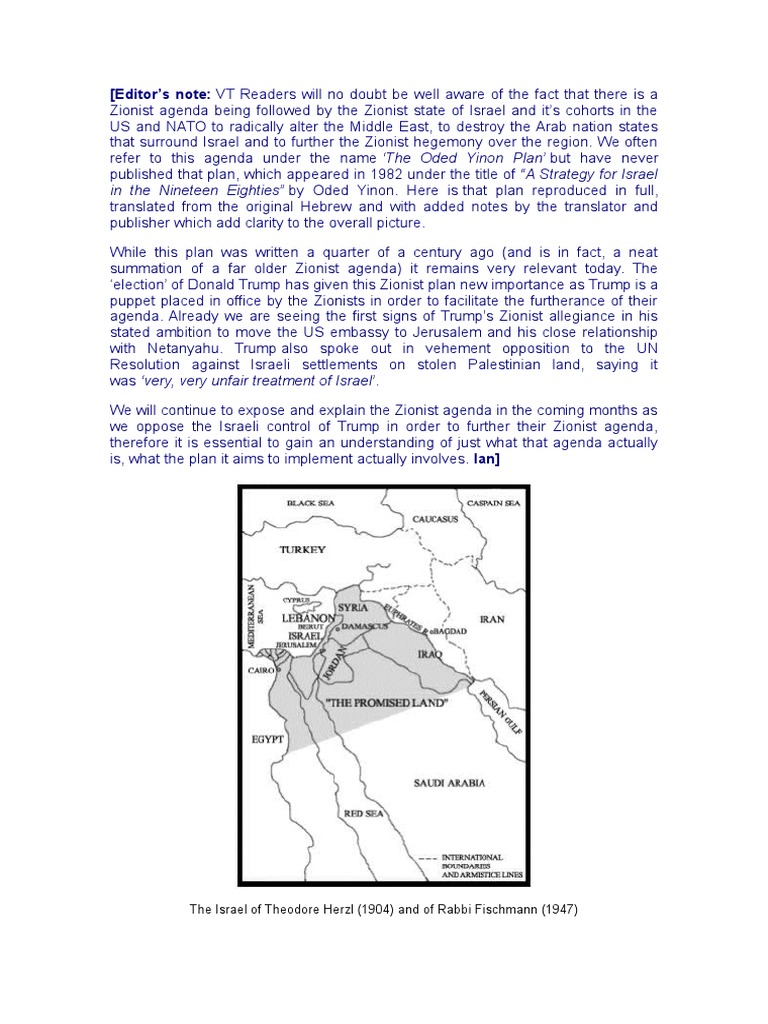 A Strategy For Israel in The Nineteen Eighties - Oded Yinon | PDF ...