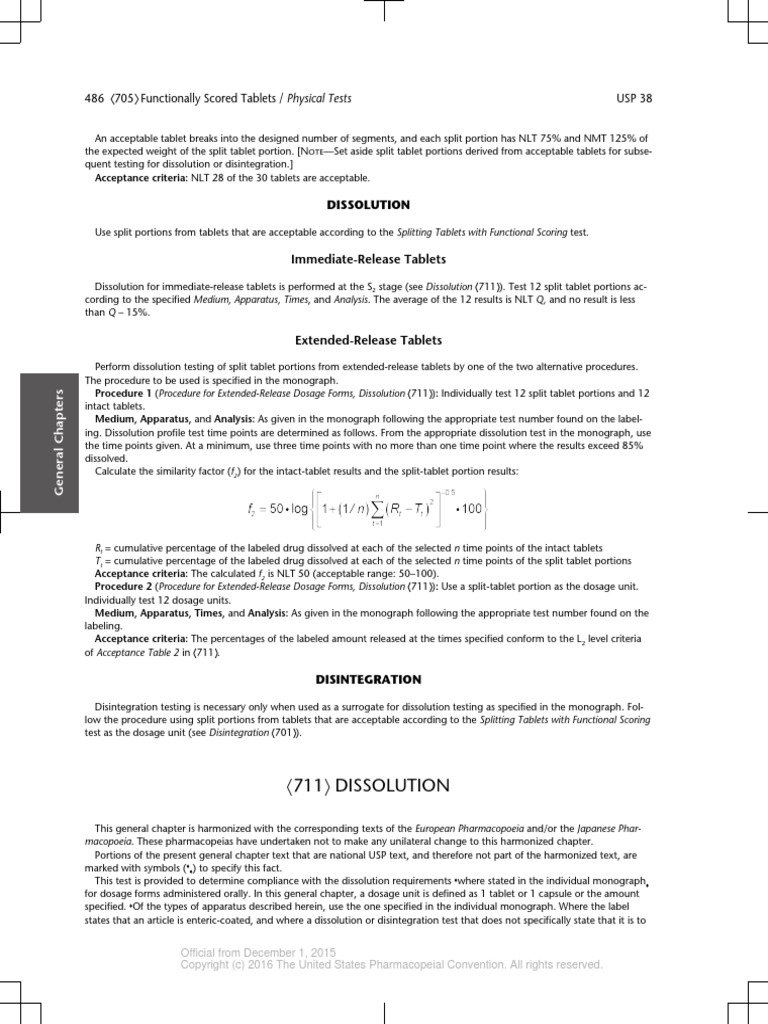 711 USP Dissolution PDF | PDF | Buffer Solution | Distillation