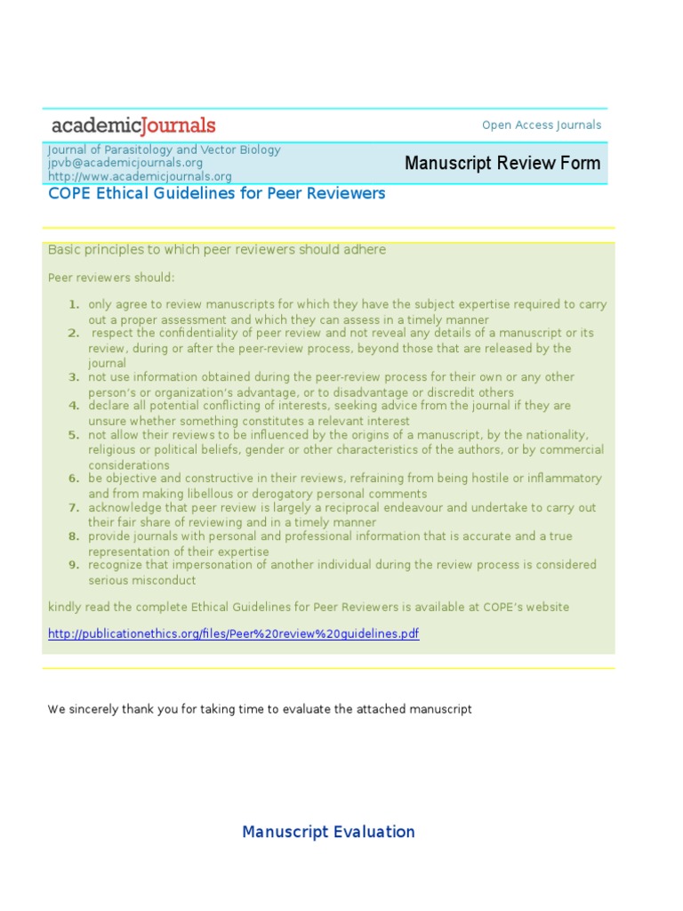 Peer Review Guidelines for Journals | PDF | Peer Review | Evaluation