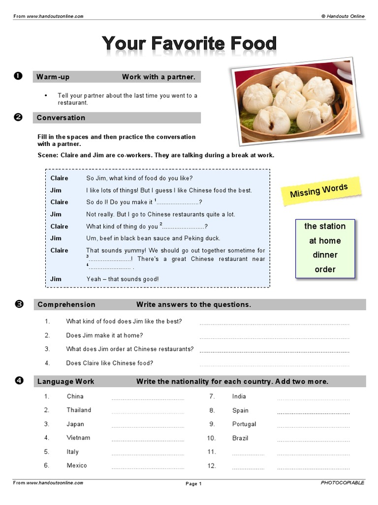 Food Conversation Student | PDF | Chinese Cuisine | Cuisine