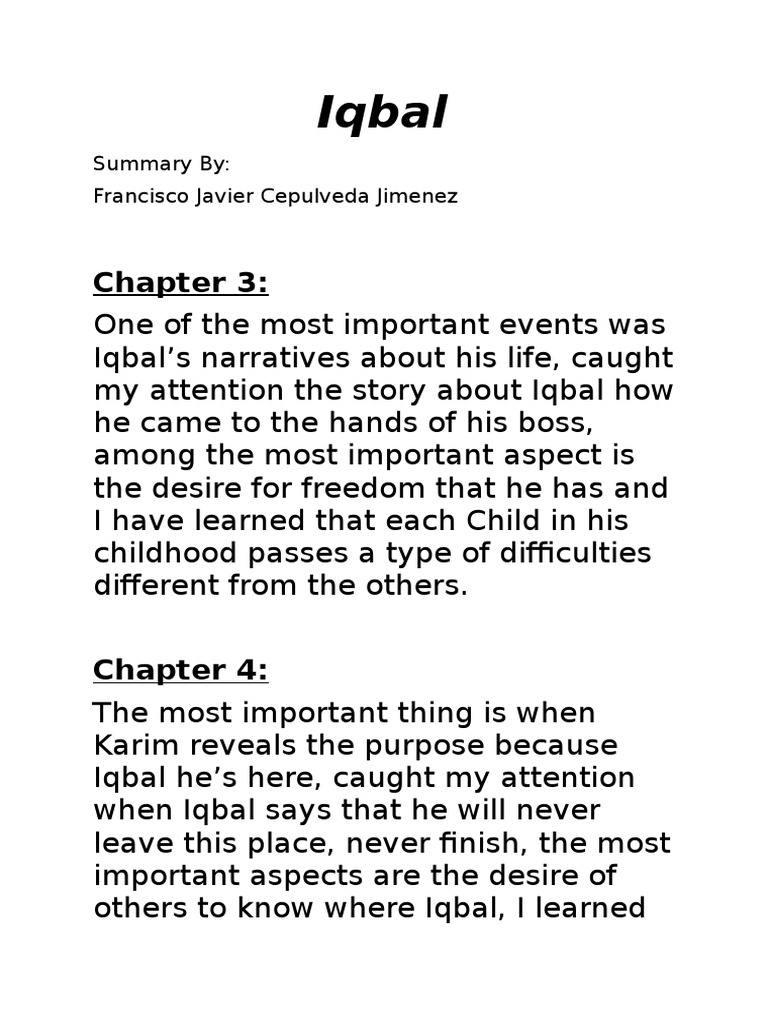 Iqbal: Summary By: Francisco Javier Cepulveda Jimenez | PDF