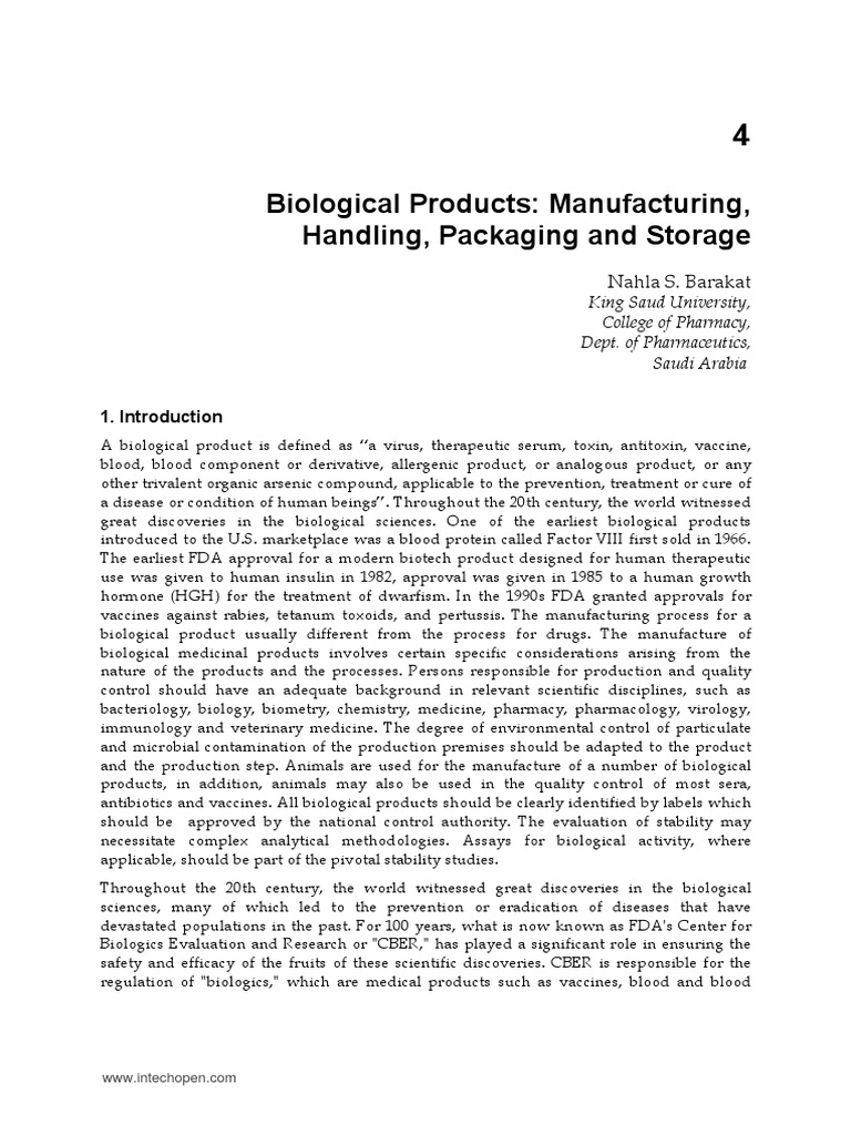 Biological Products: Manufacturing Guide | PDF | Wellness | Science ...