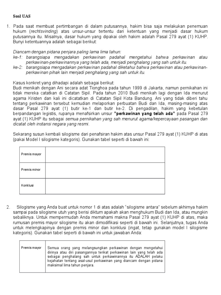 Soal Uas s2 FH Uho 2017 | PDF