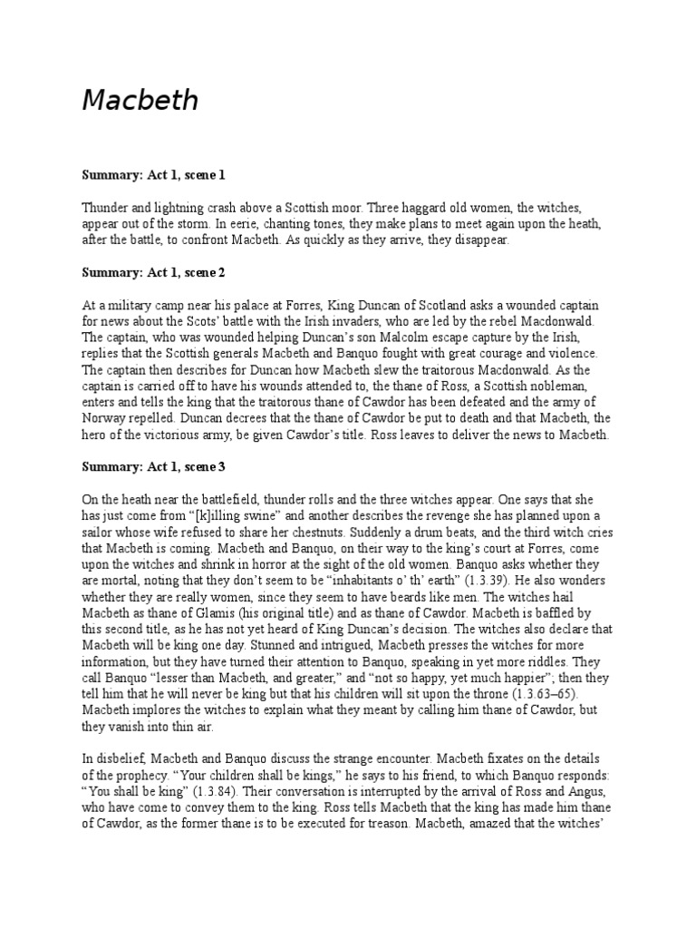 Macbeth Act 1 | PDF | Macbeth | Shakespearean Tragedies