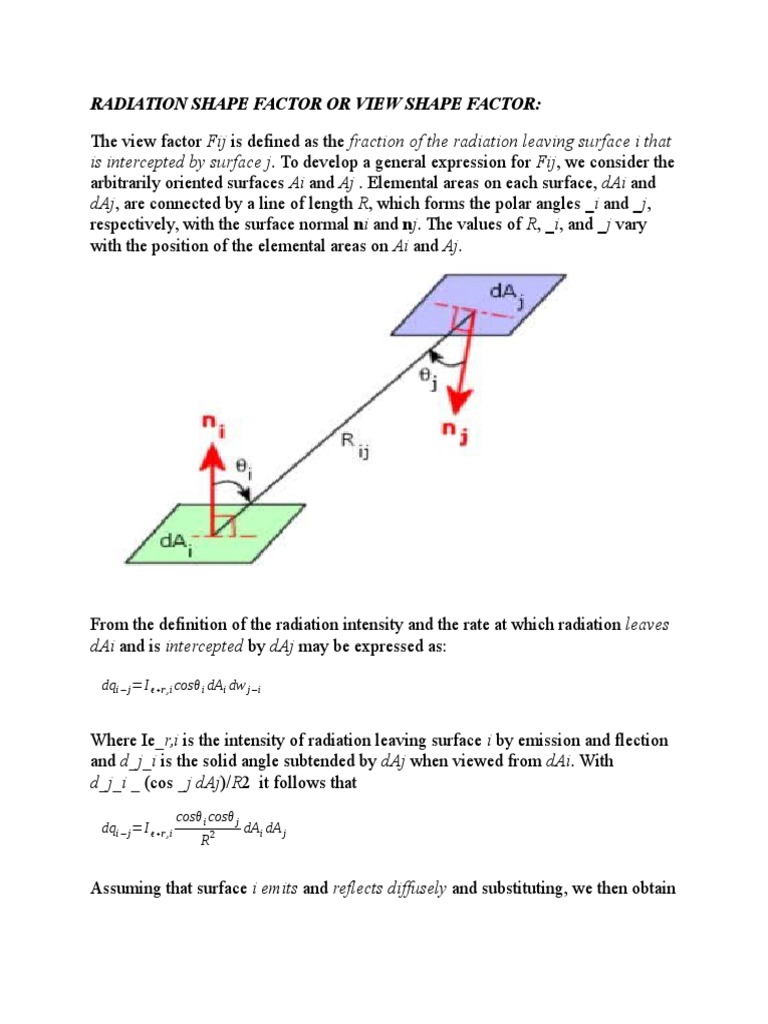 Radiation View Factor Fundamentals | PDF | Shape | Equations