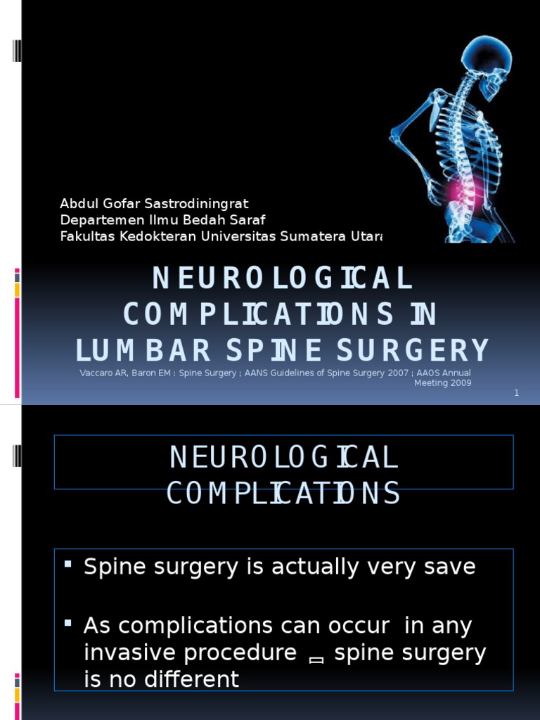 Neurological Complications in Lumbar Spine Surgery | PDF | Spinal Cord ...