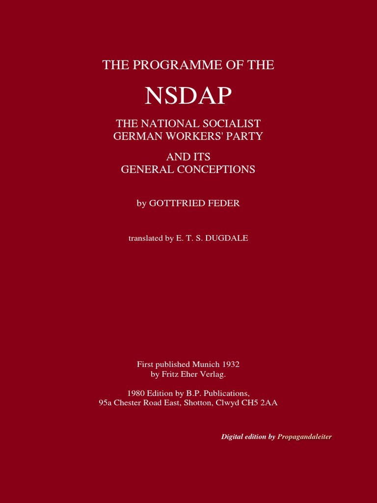 Gottfried Feder - The Programme of The NSDAP | PDF | Nazi Party ...