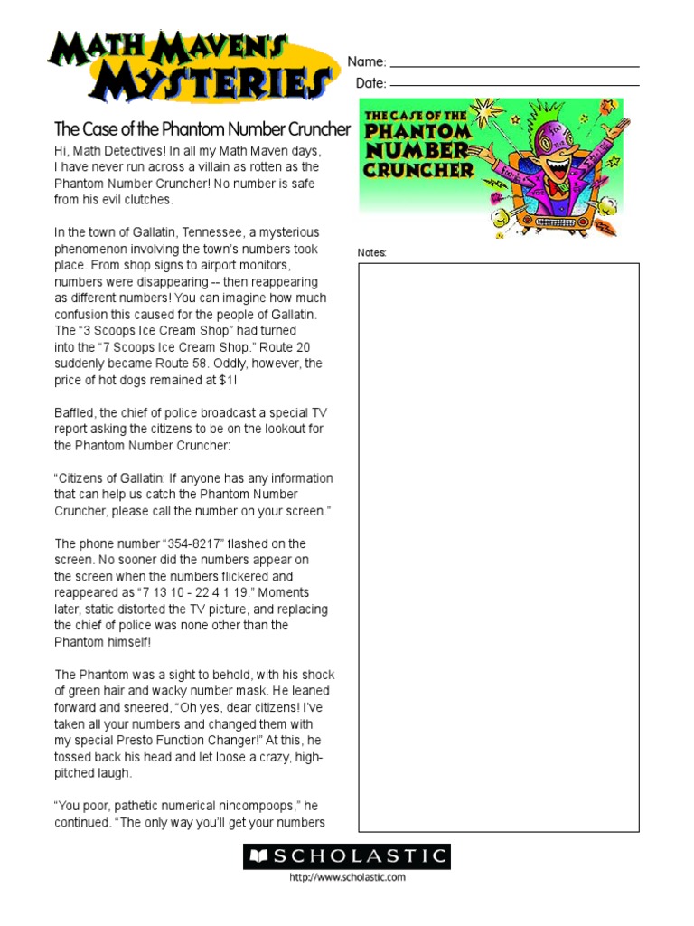 The Case of The Phantom Number Cruncher: Name: Date | Download Free PDF ...