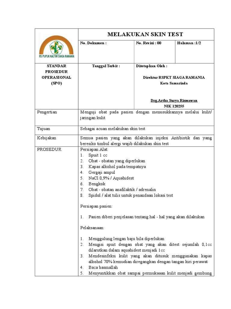Melakukan Skin Test | PDF