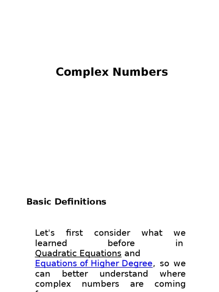 Complex Numbers | PDF