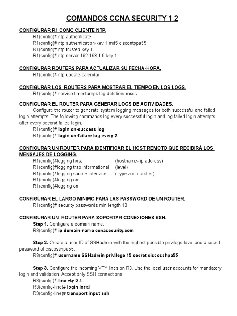 Comandos CCNA Security | PDF | La seguridad informática | Seguridad