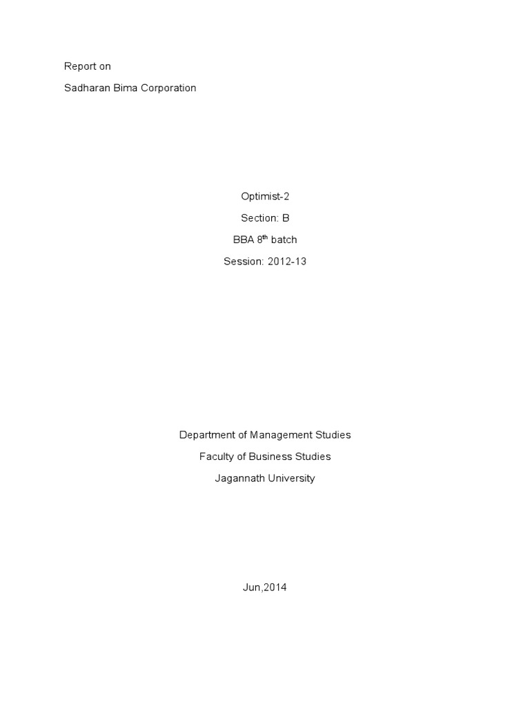 Sadharan Bima Corporation | PDF | Insurance | Industries