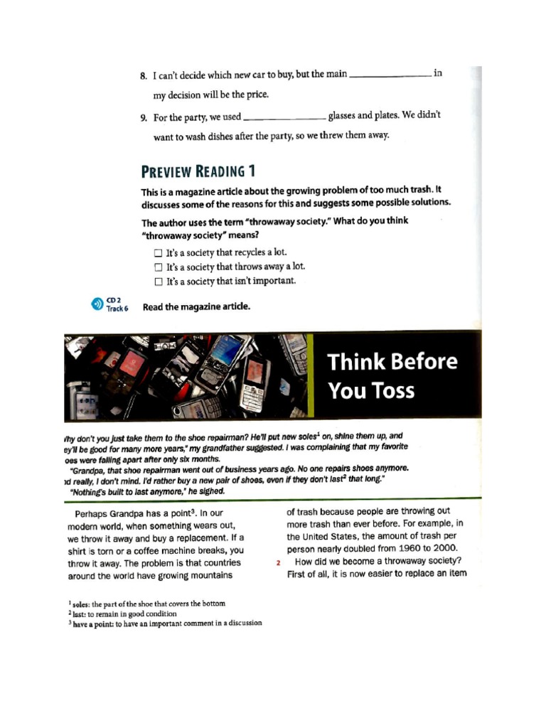 Think Before You Toss - Reading Text1 | PDF