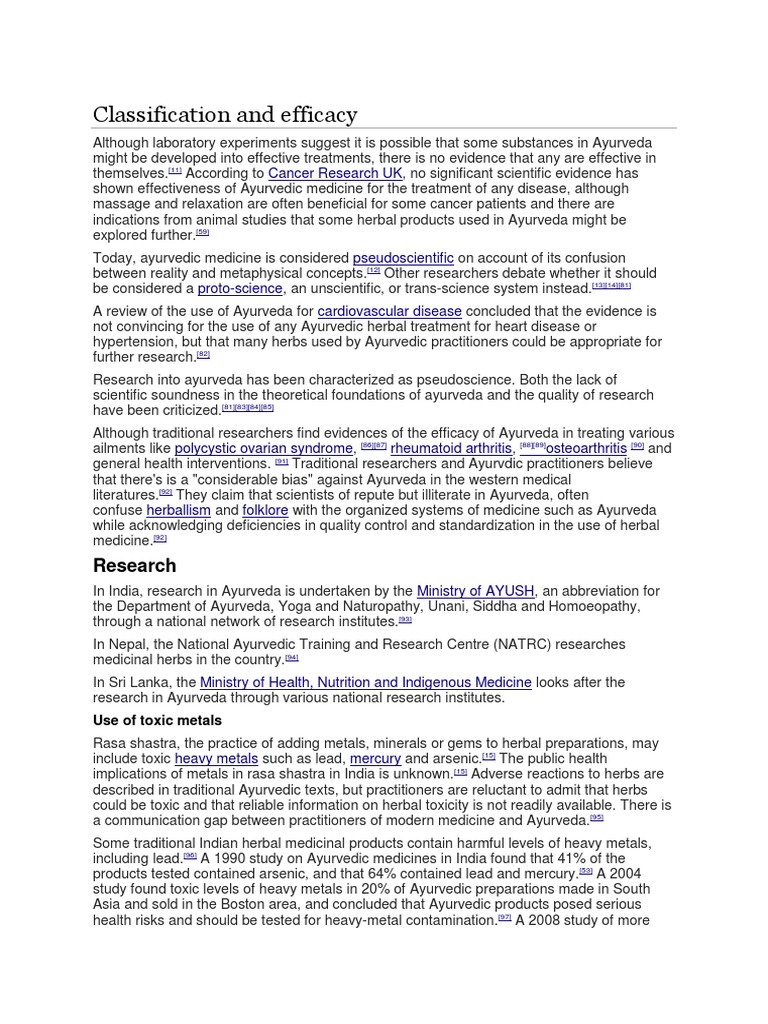 An Analysis of the Efficacy and Safety Concerns of Ayurvedic Medicine ...