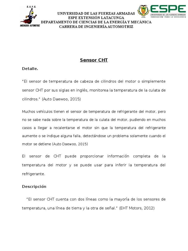 Sensor CHT | PDF | Resistencia Eléctrica y Conductancia | Sensor