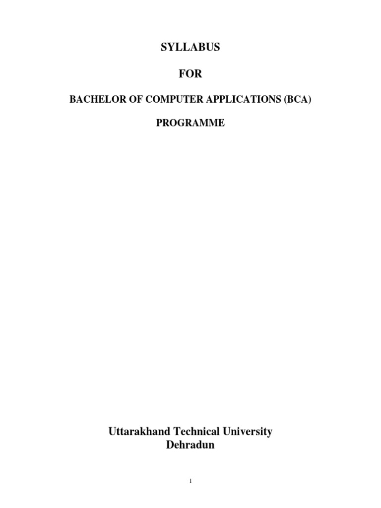Bca Syllabus (UTU Dehradun) | PDF | C++ | C (Programming Language)