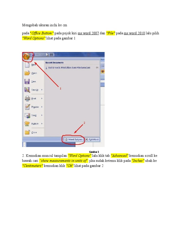 Mengubah Ukuran Inchi Ke CM | PDF