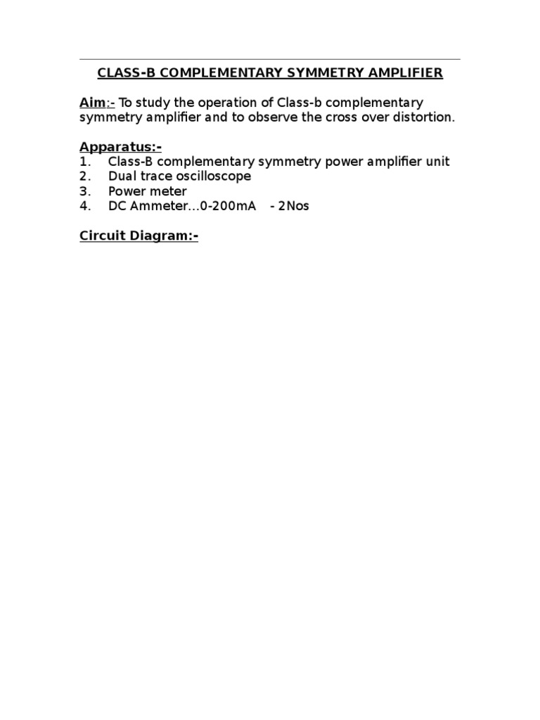 Class B Complementary Symmetry | PDF | Bipolar Junction Transistor | Amplifier