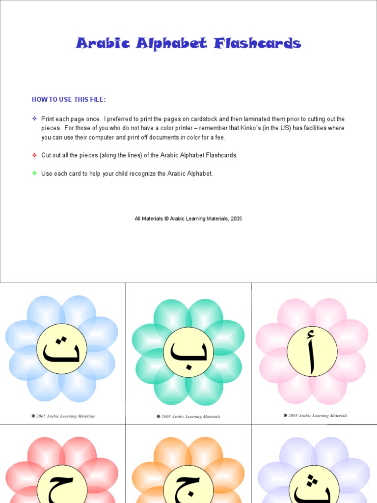 Arabic Alphabet Flashcards PDF | PDF