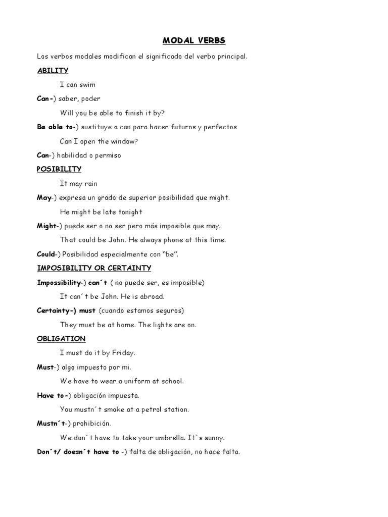 Modal Verbs | PDF | Morphology | Grammar