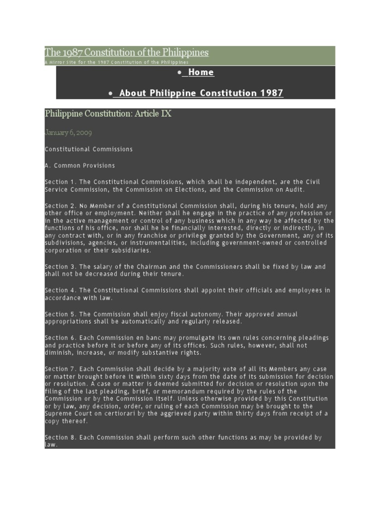 1987 Philippine Constitution Overview | PDF | Elections | Commission On ...