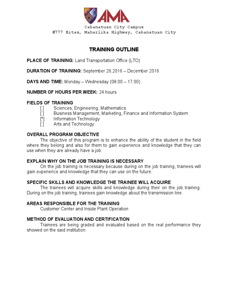 Training Outline Template | PDF | Knowledge | Science And Technology