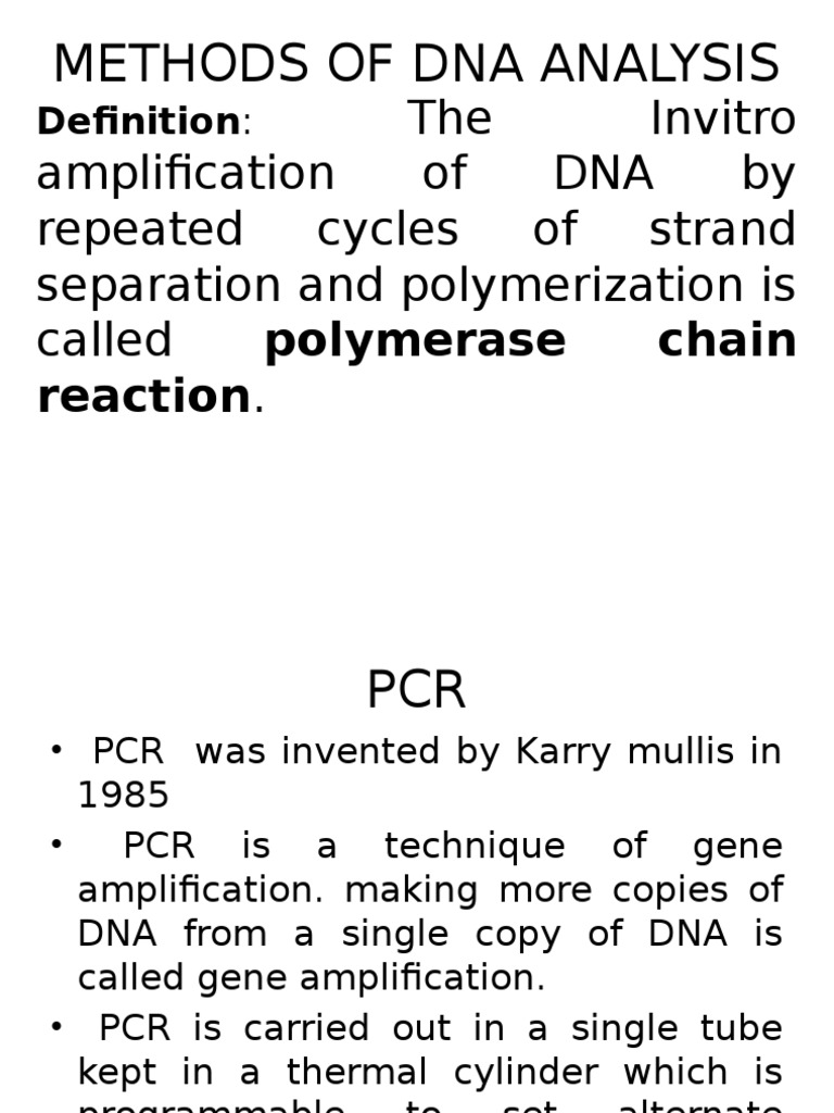 DNA Analysis Techniques: PCR Methods | PDF | Polymerase Chain Reaction ...