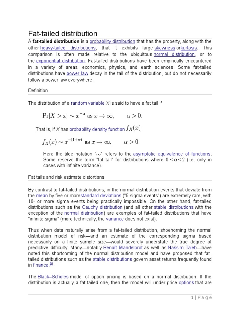 Fat Tailed Distribution | PDF | Statistical Theory | Statistics