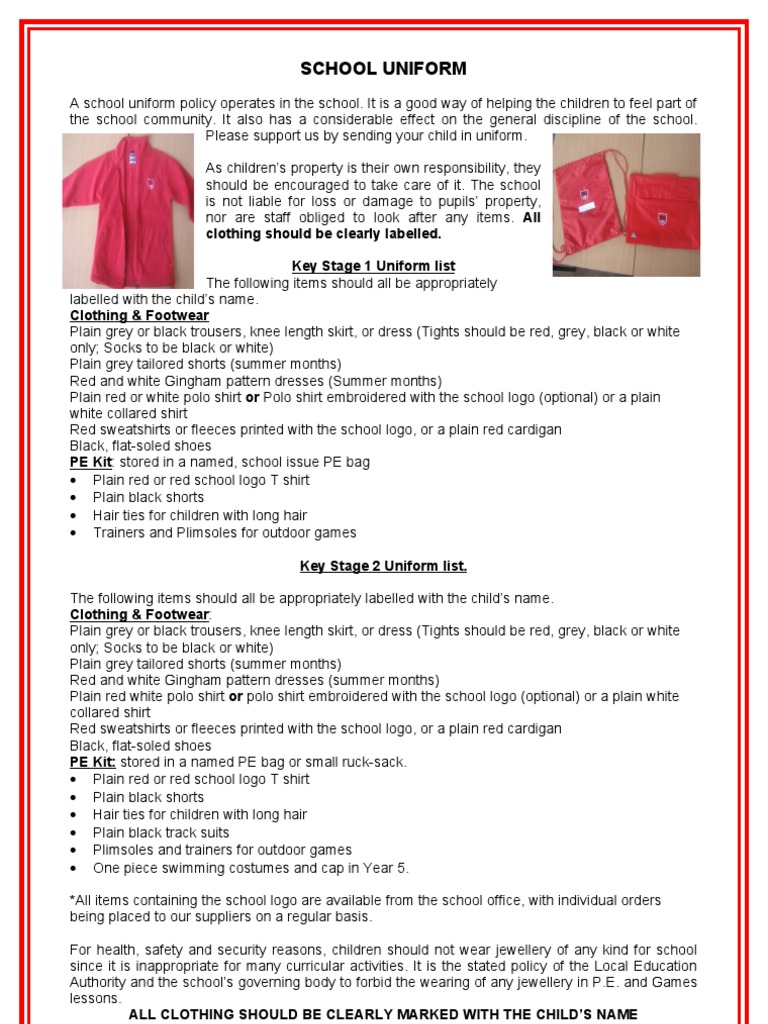 School Uniform Page | PDF | Shirt | Clothing