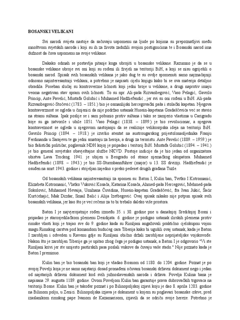 Bosanski Velikani | PDF