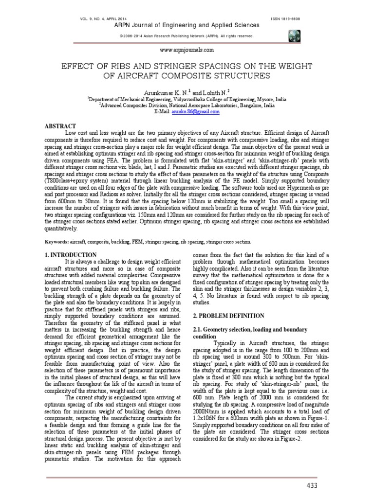 Effect of Ribs and Stringer Spacings On The Weight of Composite ...