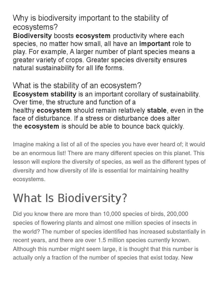 Why is Biodiversity Important to the Stability of Ecosystems | Genetic ...