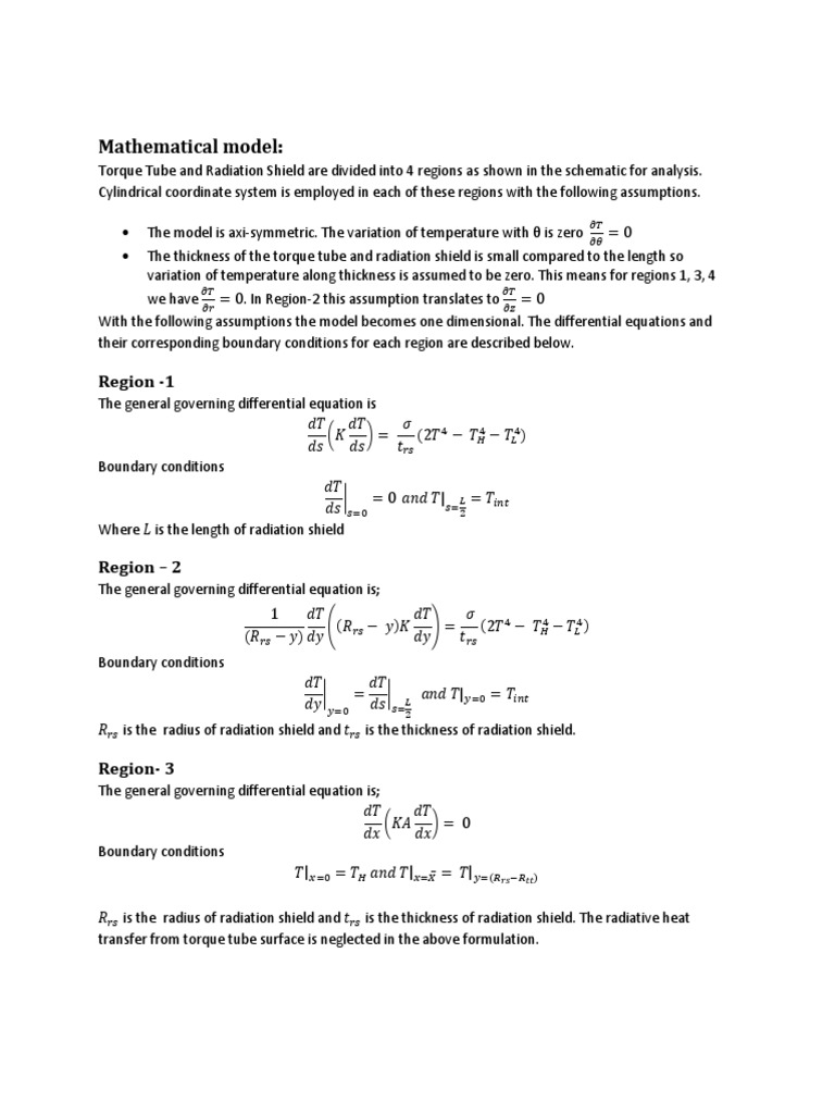 Mathematical Model:: Region - 1 | PDF | Thermal Conductivity | Heat