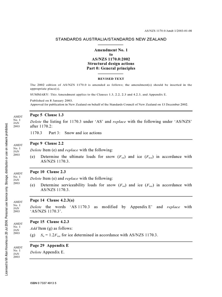 As 1170 (1) .0-2002 Amdt 1-2003 Structural Design Actions - General ...
